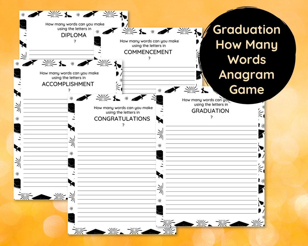 Graduation How Many Words Anagram Puzzle Game Printable PDF in - Etsy