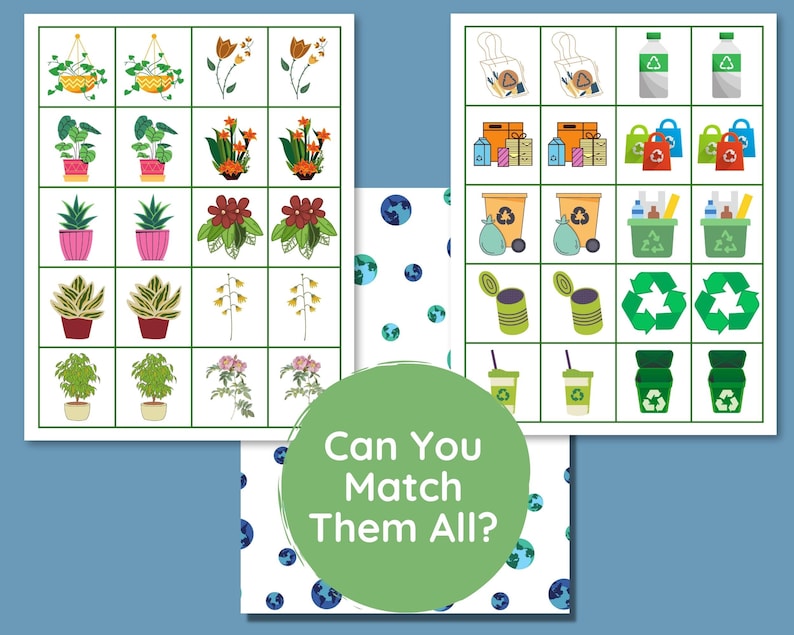 Earth Day Memory Game Printable PDF - Etsy