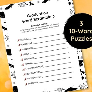 Graduation Word Scramble Party Game Printable PDF - Etsy