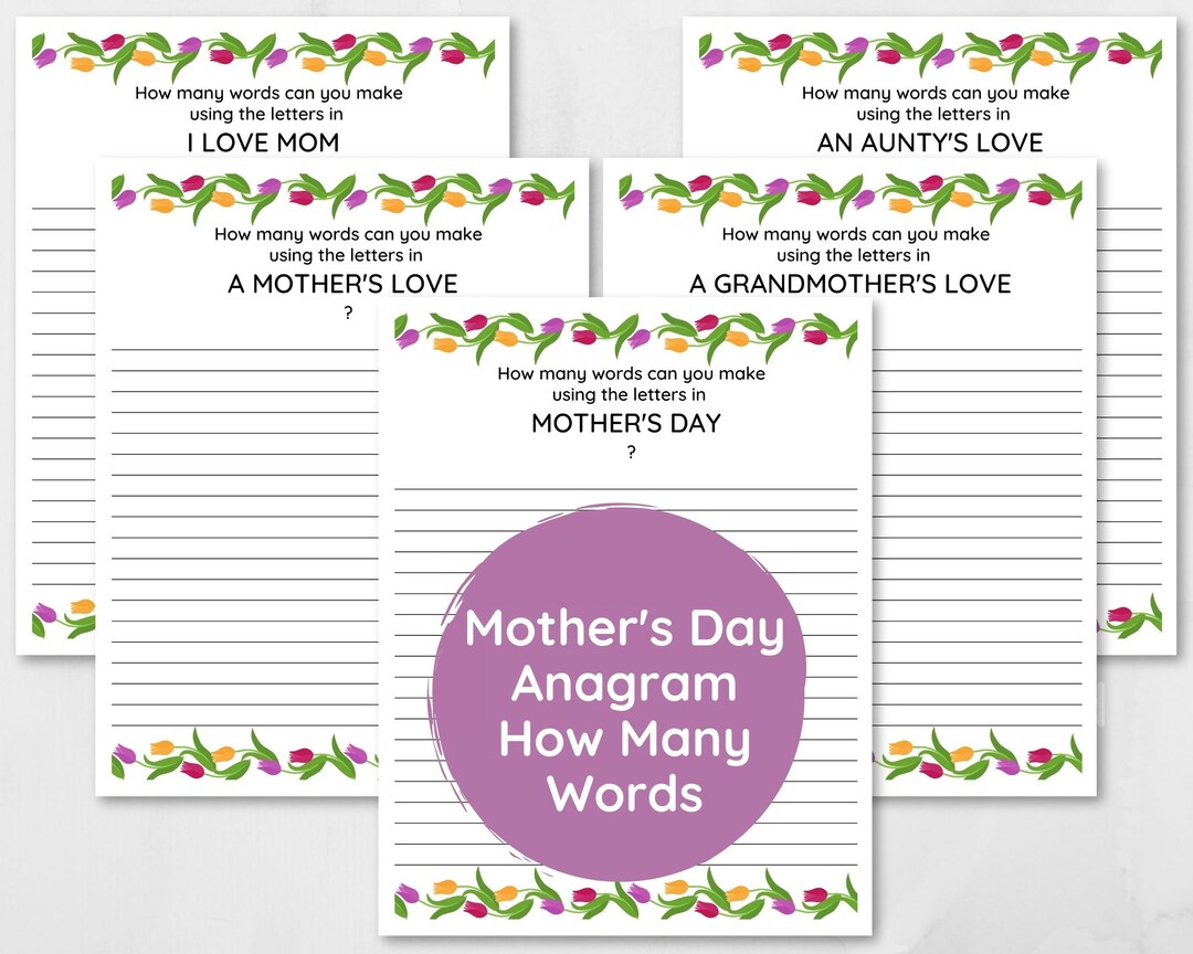 Mothers Day How Many Words Anagram Puzzle Game for Kids and Adults ...