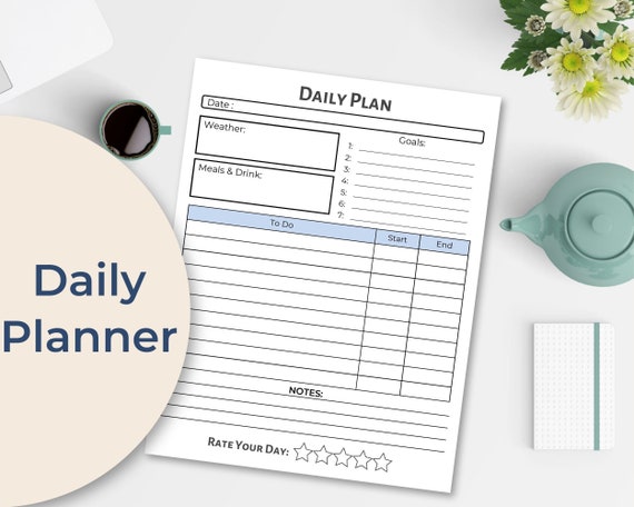 Daily Planner Template Printable Goal Tracker to Do List | Etsy