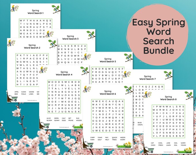 Easy Spring Word Search 8-puzzle Bundle in Printable PDF - Etsy