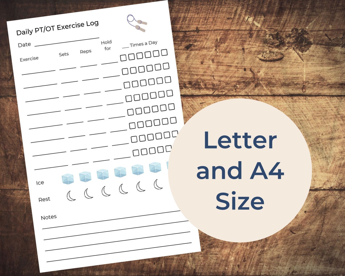 Daily Exercise Log for Physical Therapy Editable Printable - Etsy