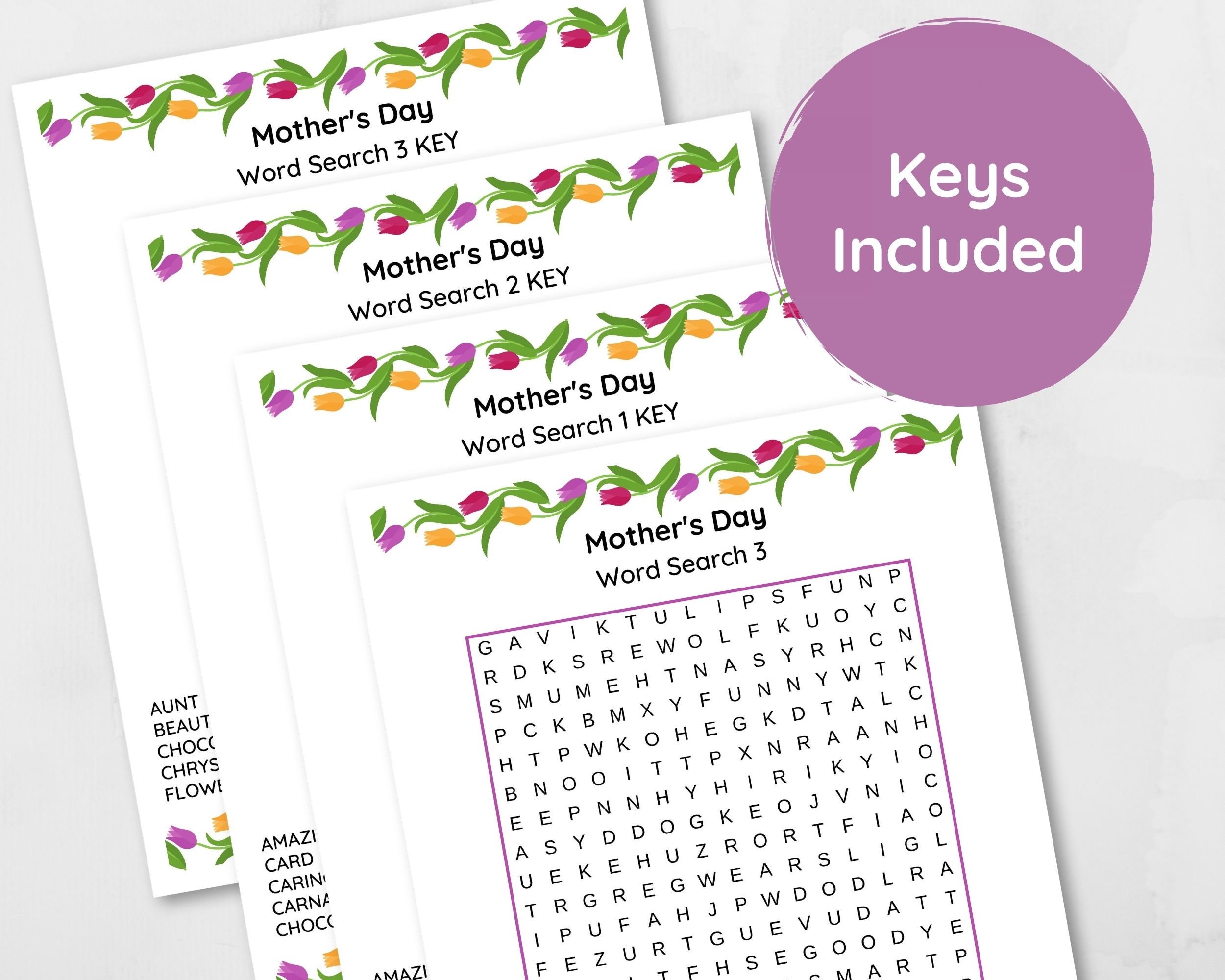 Mothers Day Word Search Puzzle Game Printable PDF in A4 and - Etsy