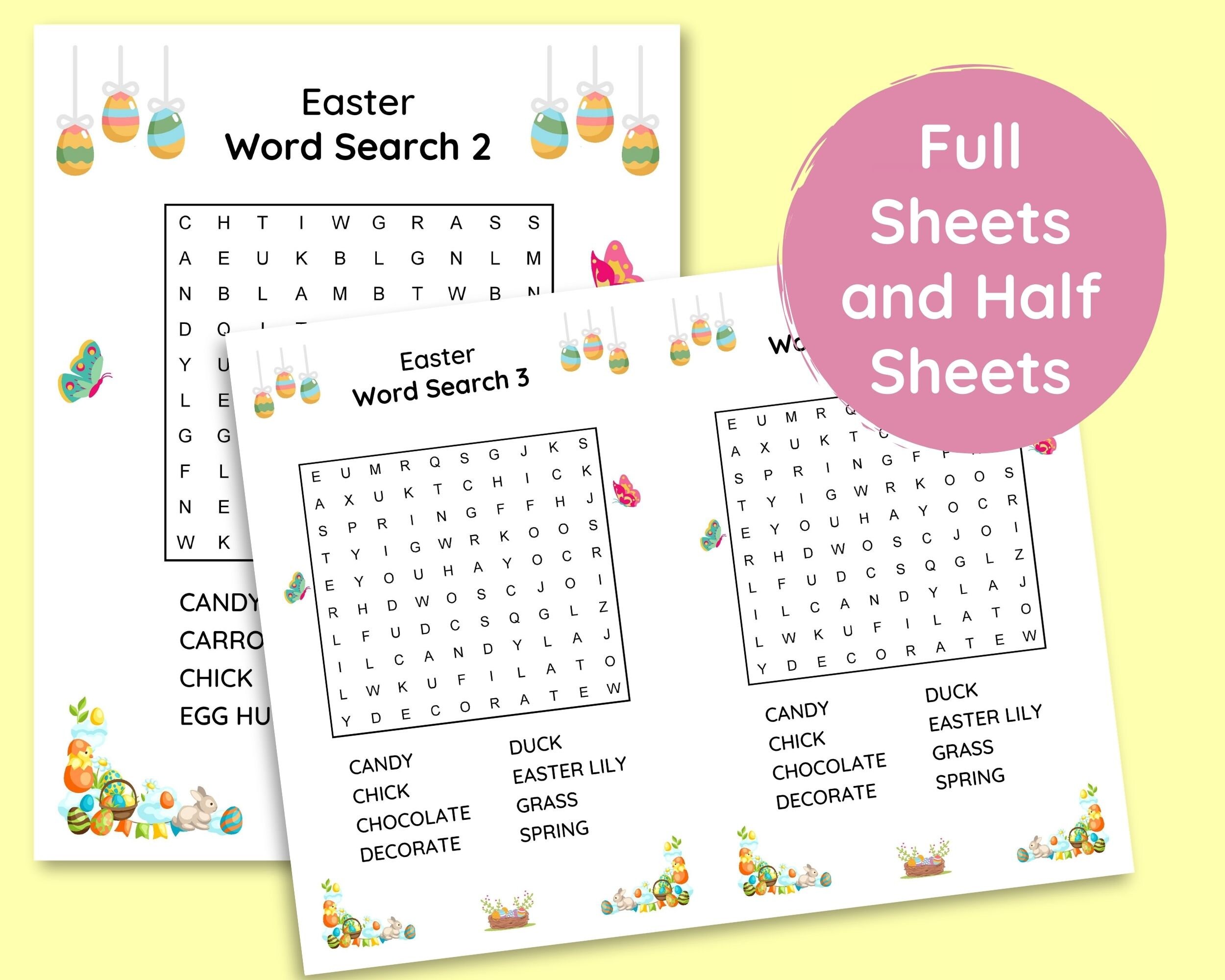4 Easy Easter Word Search Puzzles for Kinder and Preschool in Printable ...