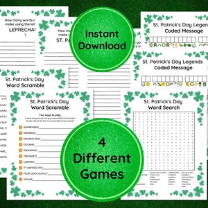 St Patricks Day Party Games Printable Activities Bundle for Kids and ...