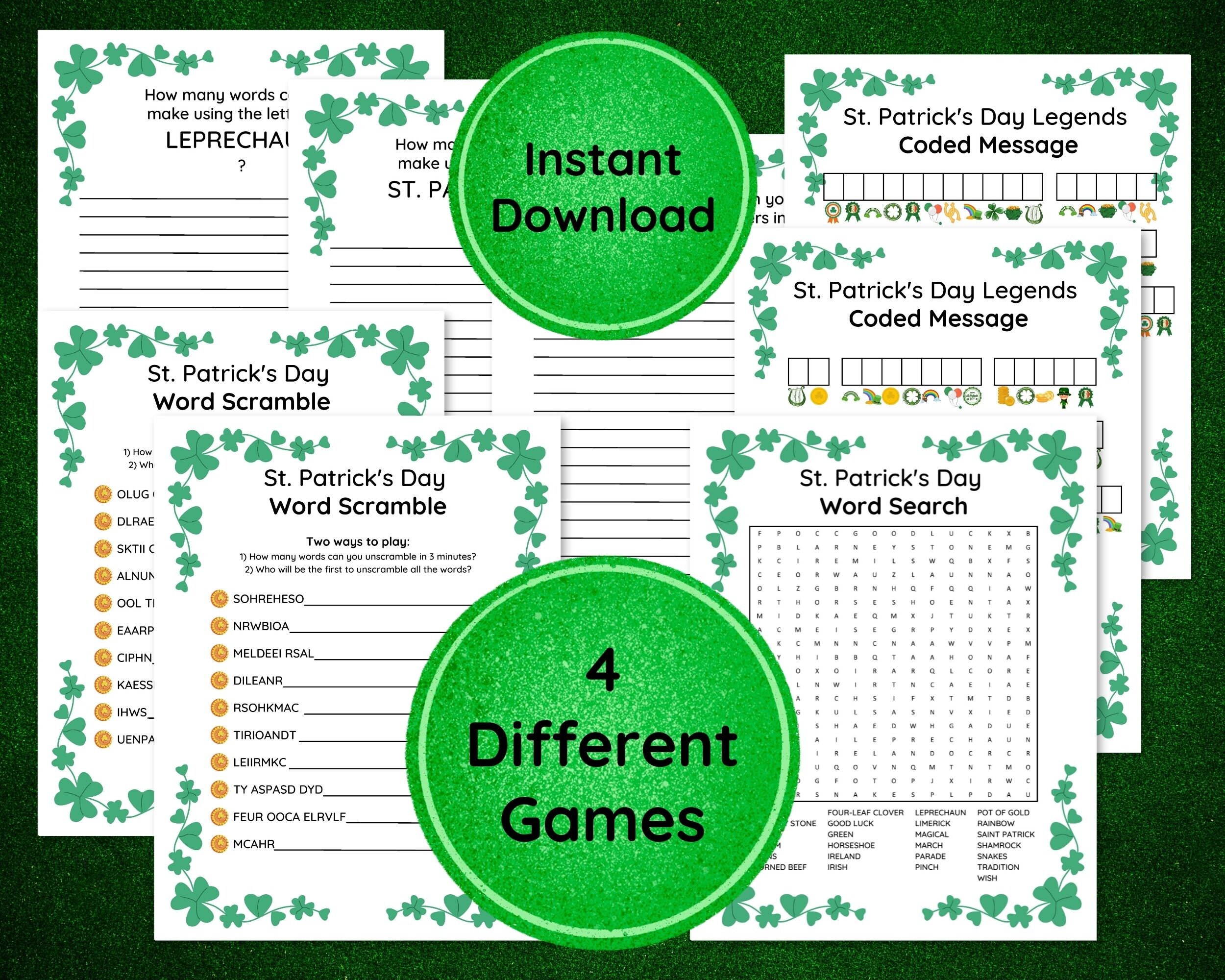 St Patricks Day Party Games Printable Activities Bundle for - Etsy