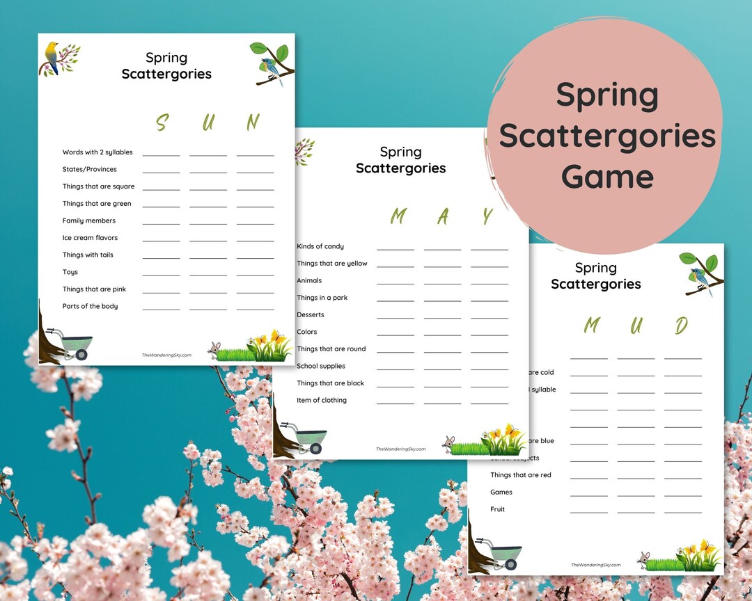 Spring Scattergories Game Printable PDF - Etsy