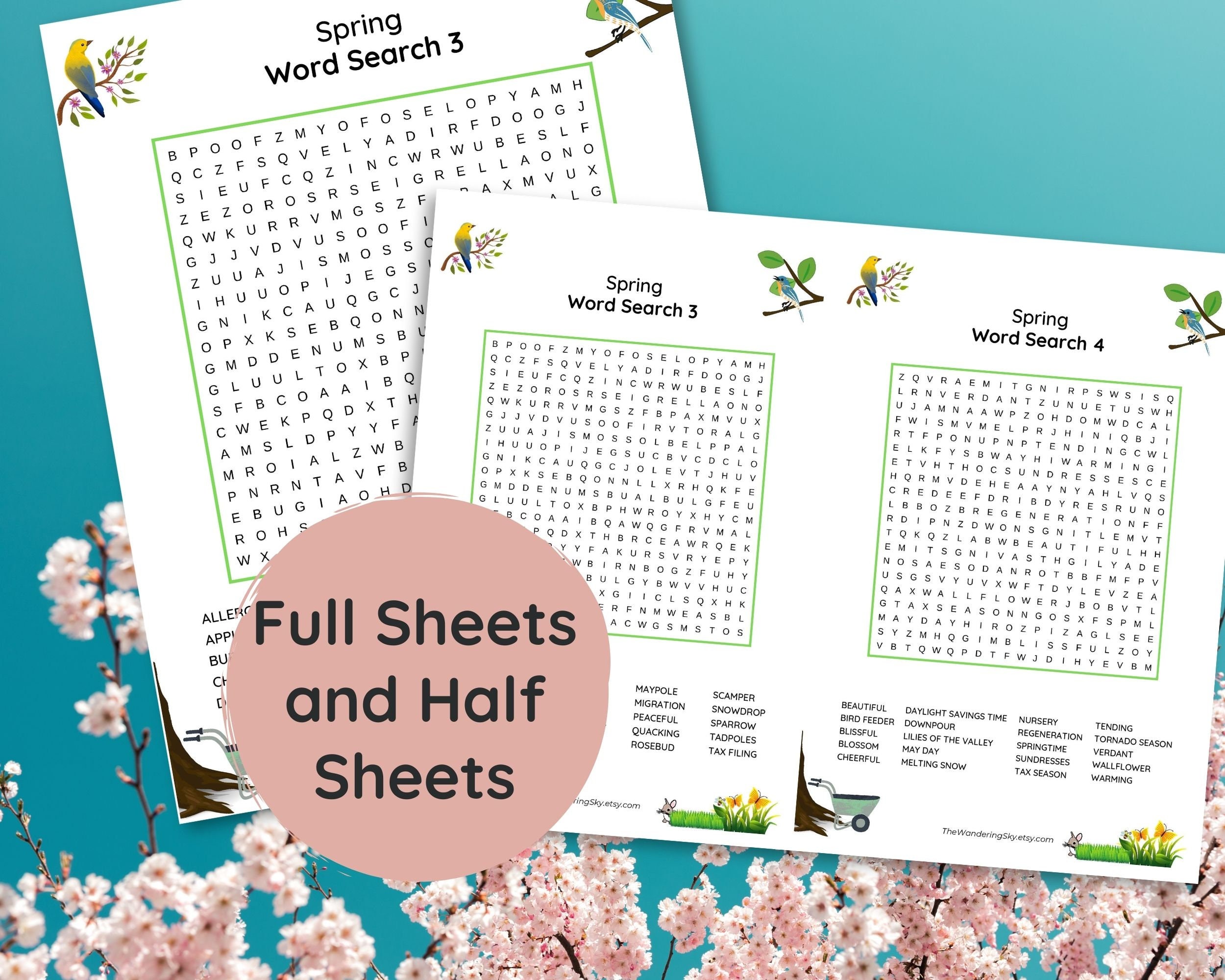 Spring Word Search Puzzle Game Printable PDF - Etsy