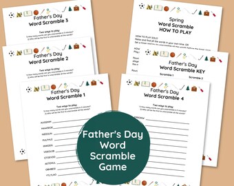 Father's Day Word Scramble, Dad Game, Father's Day Game Printable, Word ...
