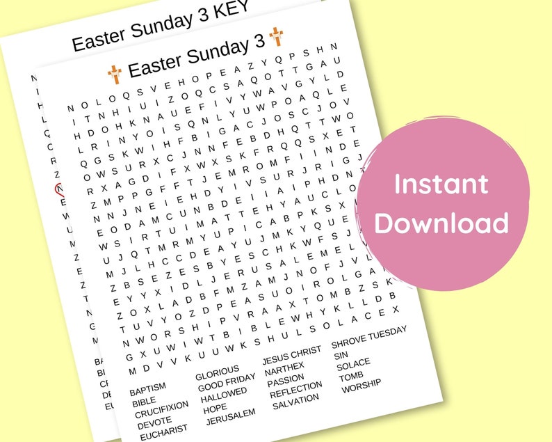 Large Print Easter Sunday Word Search Puzzles for Seniors, Adults in US ...