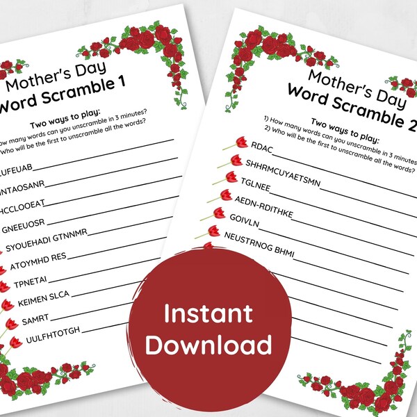 Mothers Day Word Search Puzzle Game Printable PDF in A4 and US Letter ...