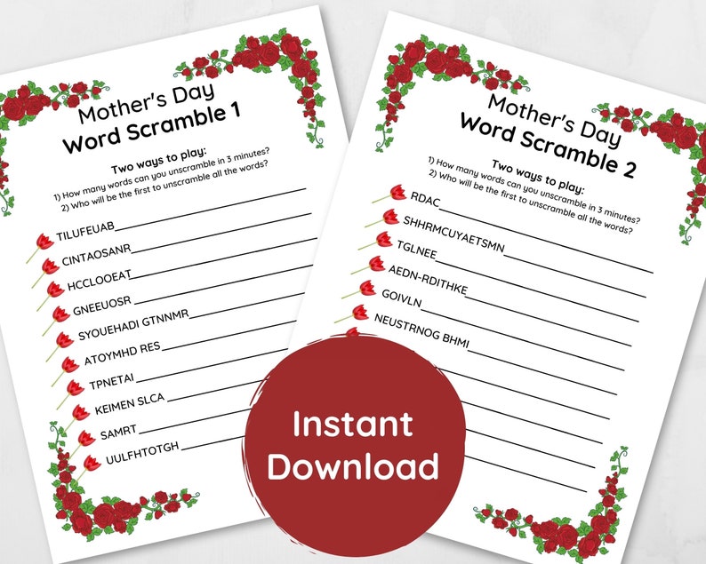 Mother's Day Word Scramble Puzzle Game | Mothering Sunday Printable PDF ...