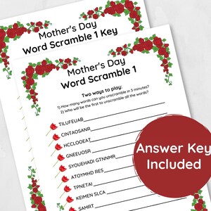 Mother's Day Word Scramble Puzzle Game | Mothering Sunday Printable PDF ...