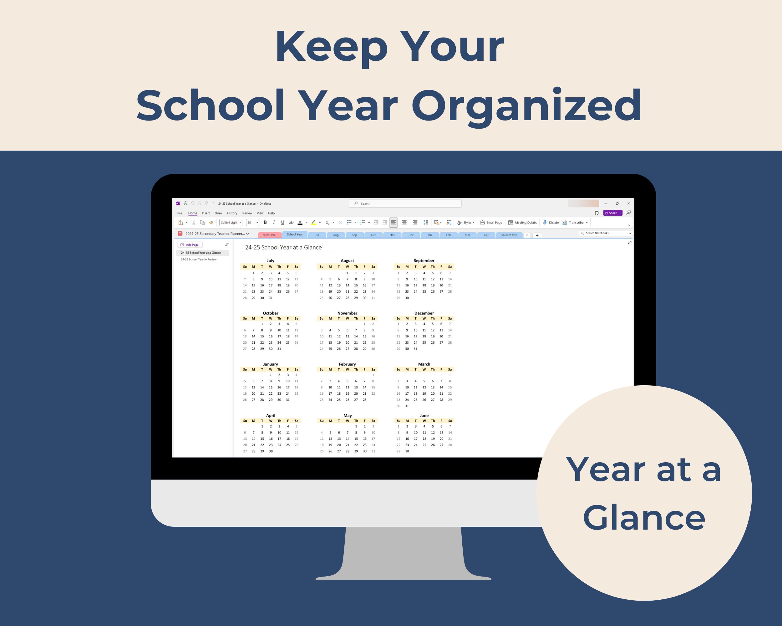 Onenote 2024-25 Sec. Teacher Planner W/daily Plans sun. Start - Etsy