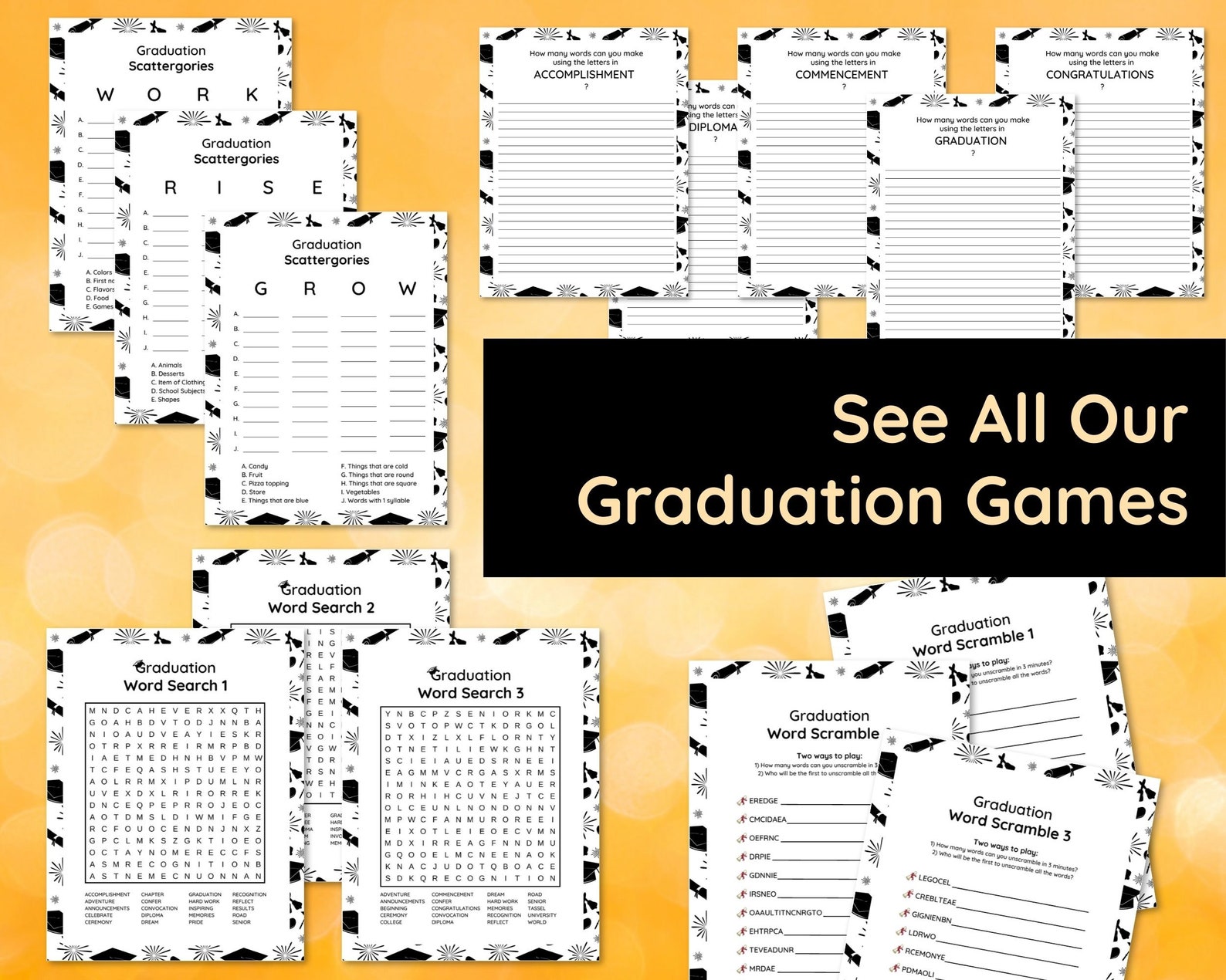 Graduation Word Search Puzzle Game Printable PDF in A4 and US Letter - Etsy