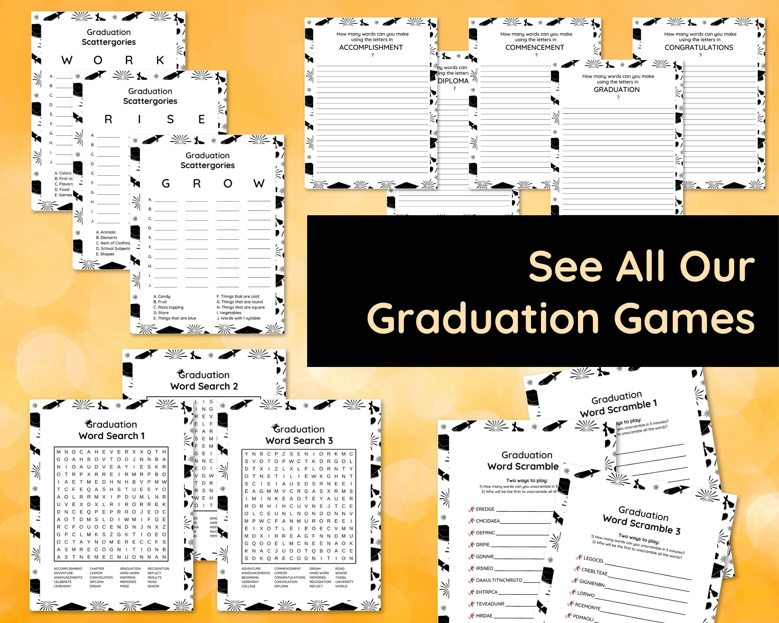 Graduation Word Search Puzzle Game Printable PDF in A4 and US Letter - Etsy