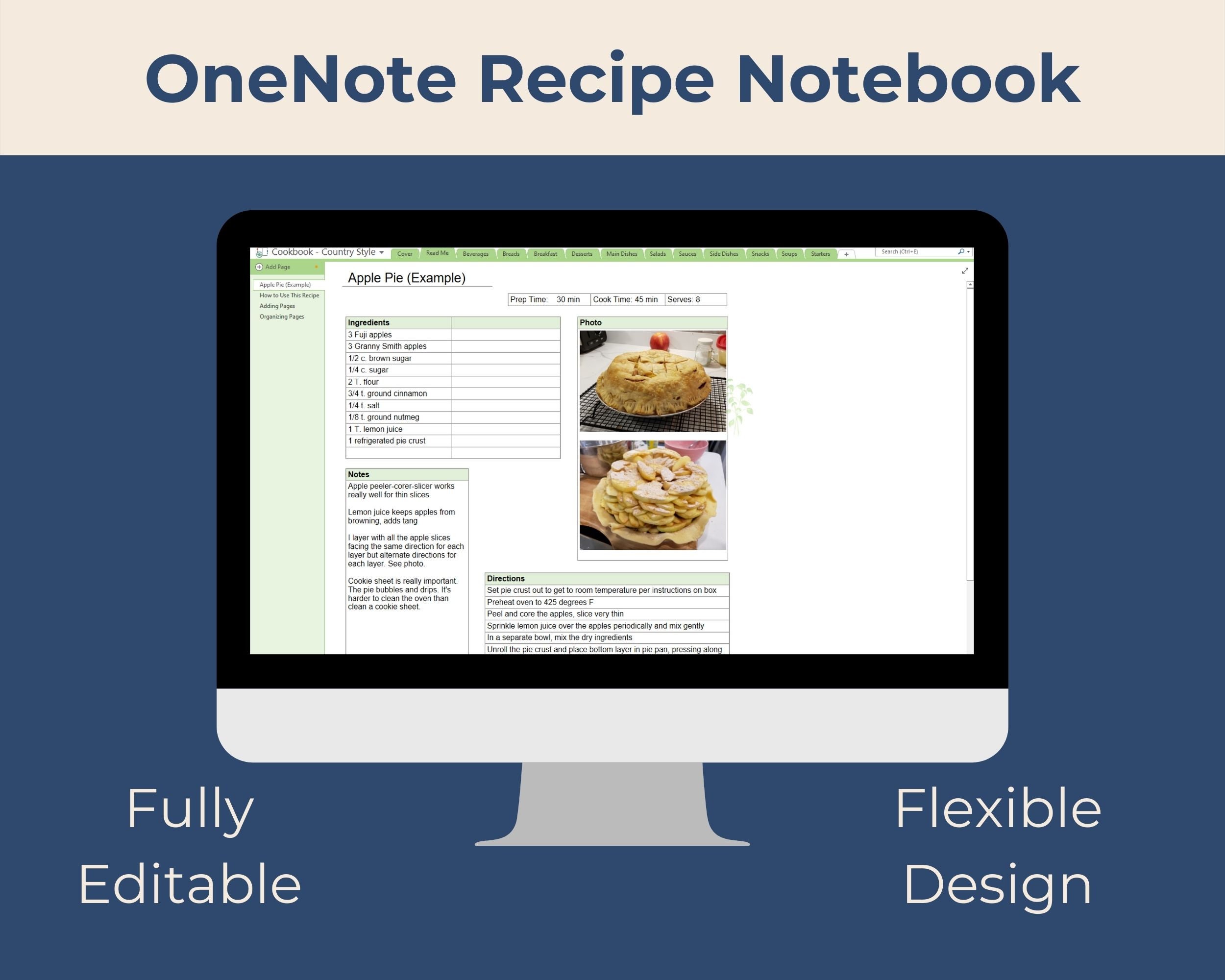 Onenote My Recipe Notebook | Useable on Android, Apple, and Windows - Etsy