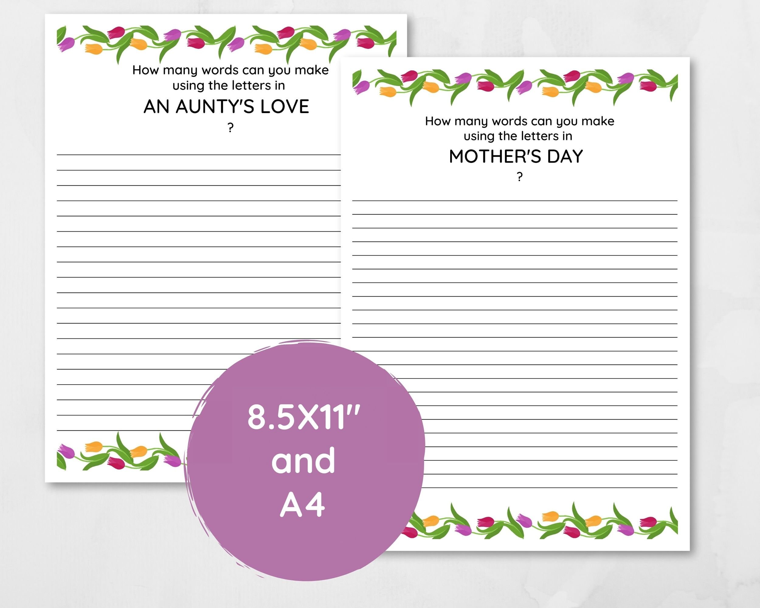 Mothers Day How Many Words Anagram Puzzle Game for Kids and Adults ...