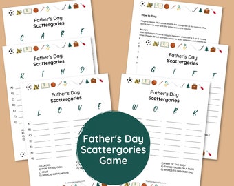 Printable Father's Day Party Scattergories Group Family Activity Father ...