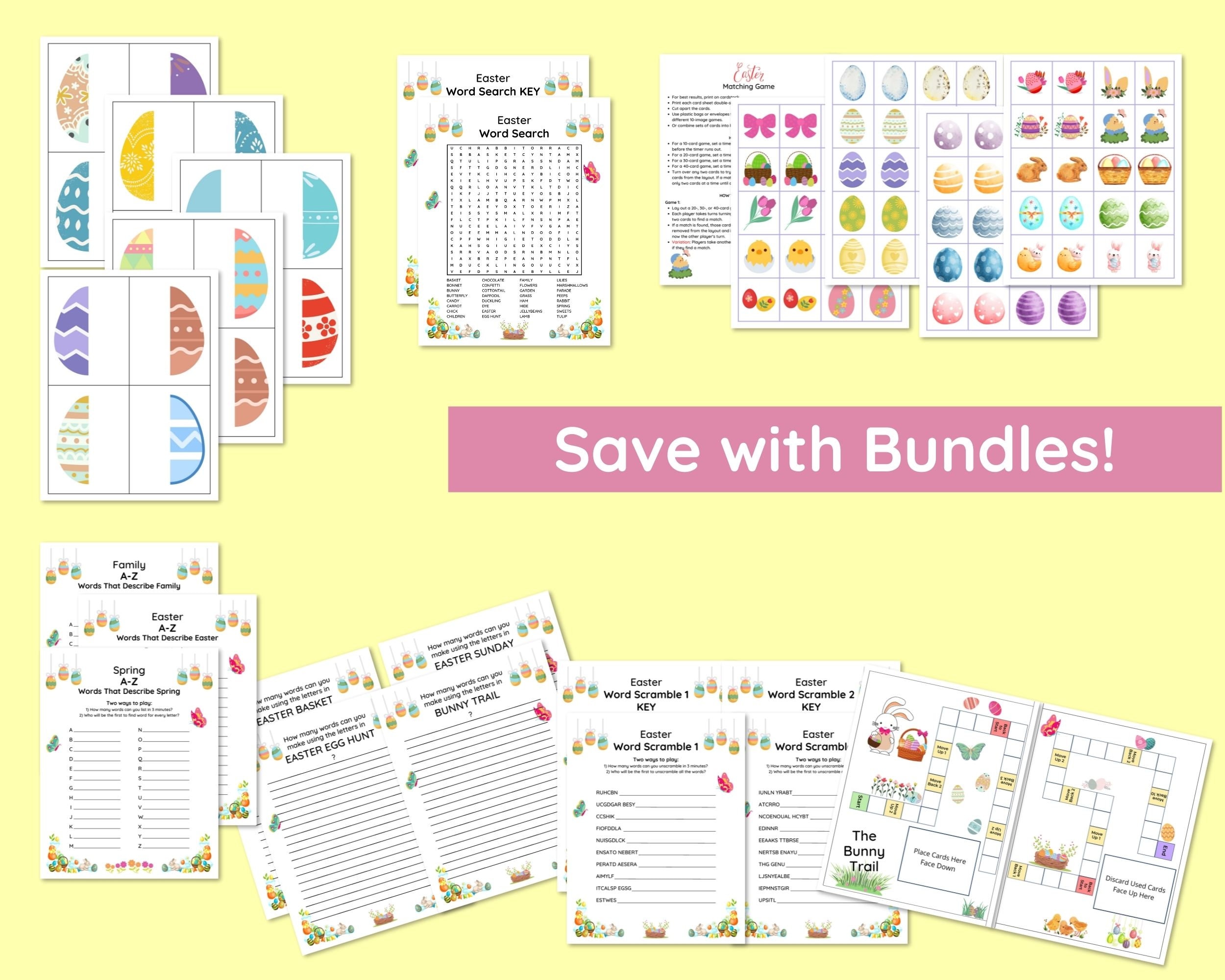 The Bunny Trail Board Game Easter Printable PDF - Etsy