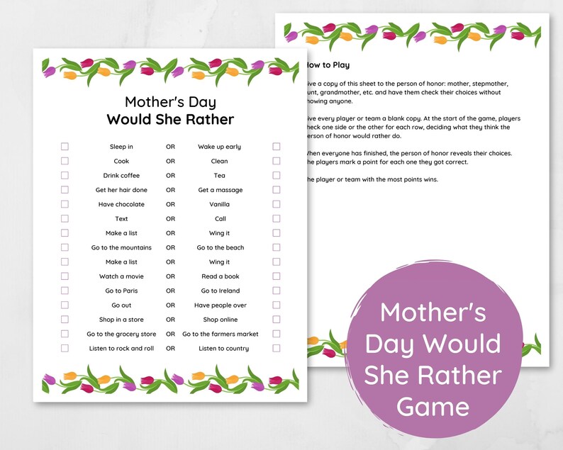 Mothers Day 7 Games Bundle Printable PDF in A4 and 8.5x11 - Etsy