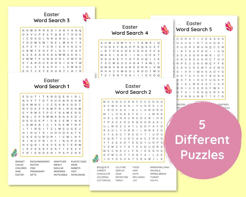 5 Large Print Easter Word Search Puzzles for Seniors, Adults, and Kids ...