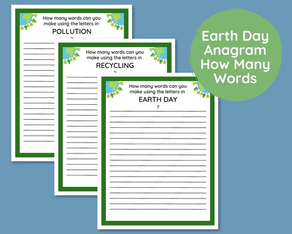 Earth Day How Many Words Anagram Game Printable PDF | Etsy