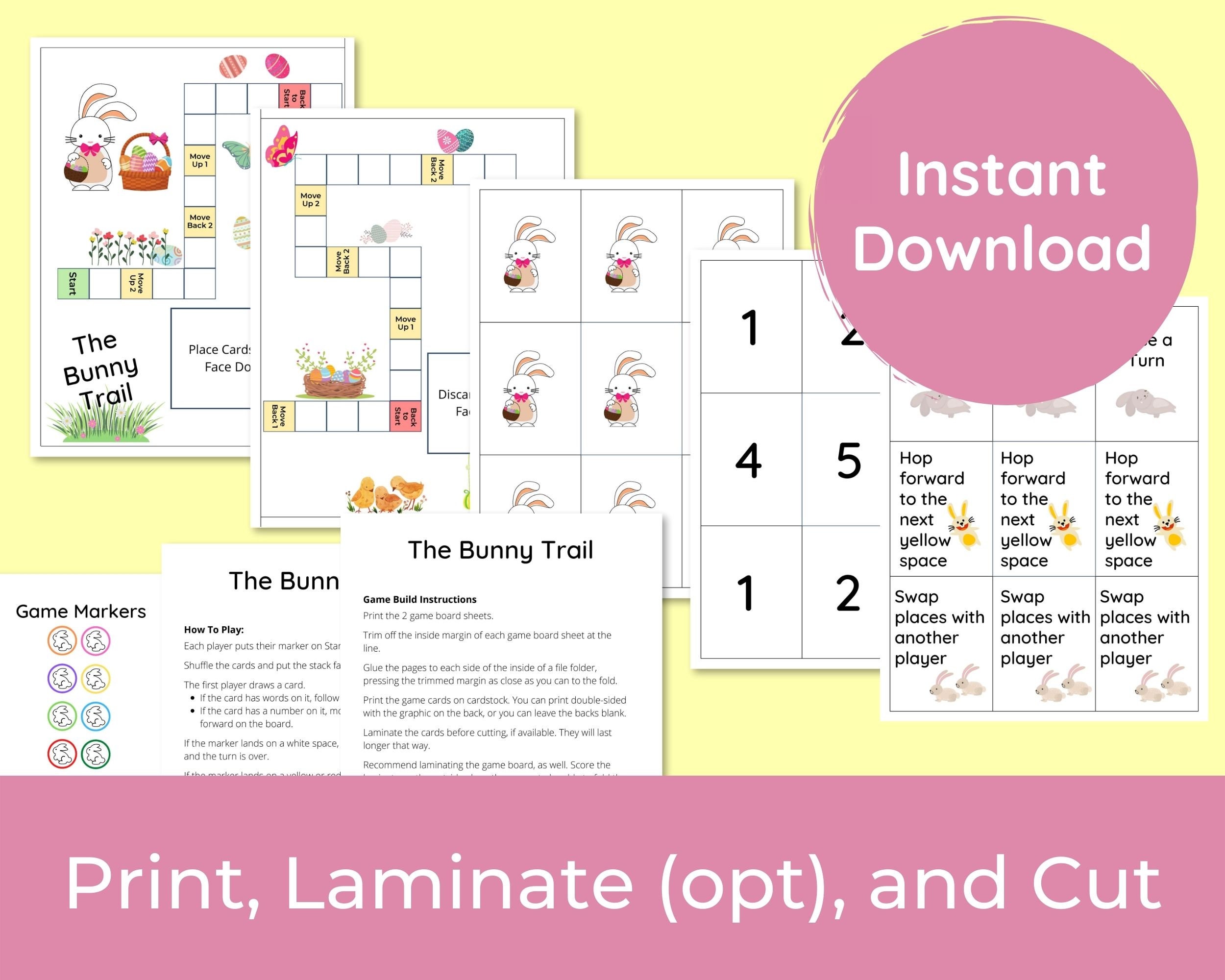 The Bunny Trail Board Game Easter Printable PDF - Etsy