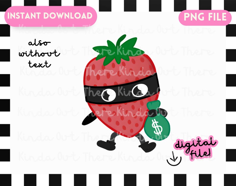 This is A Strobbery PNG, Funny Fruit Pun Digital Illustration, Trendy ...