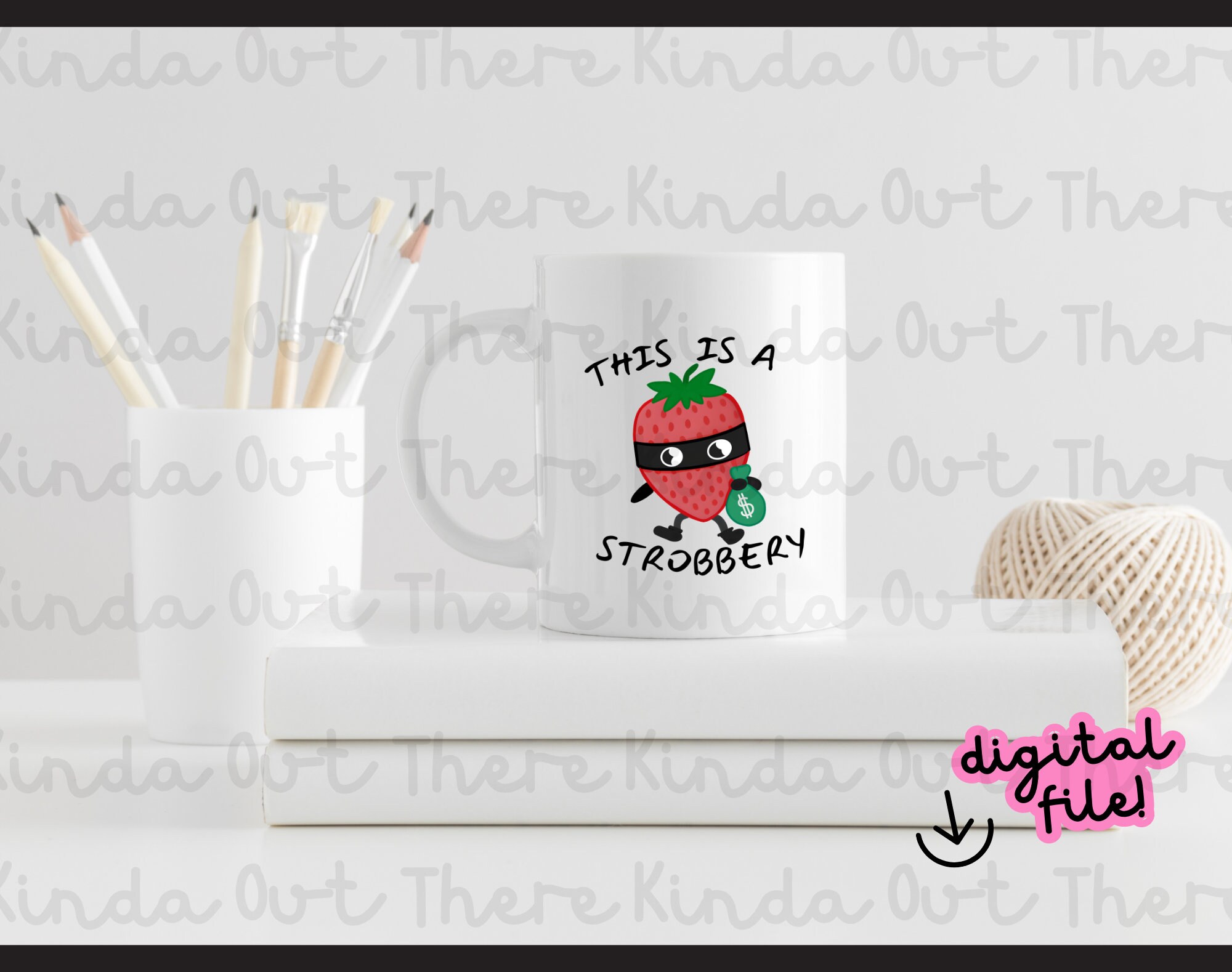 This is A Strobbery PNG, Funny Fruit Pun Digital Illustration, Trendy ...