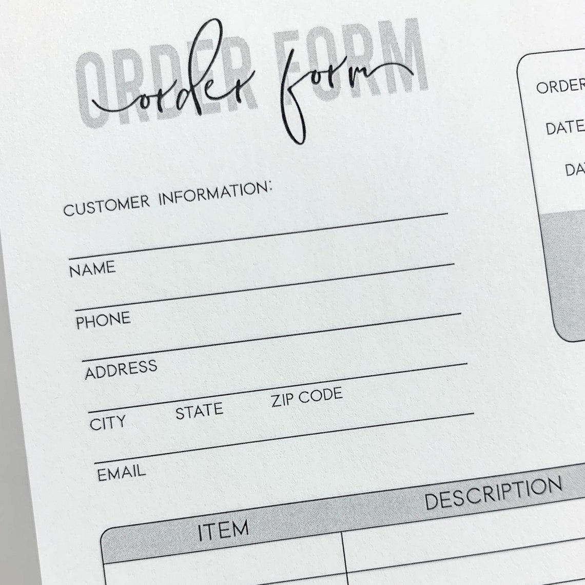 Order Form, Order Form Pad, NCR Form, NCR Order Pad, Order Pad, Receipt ...
