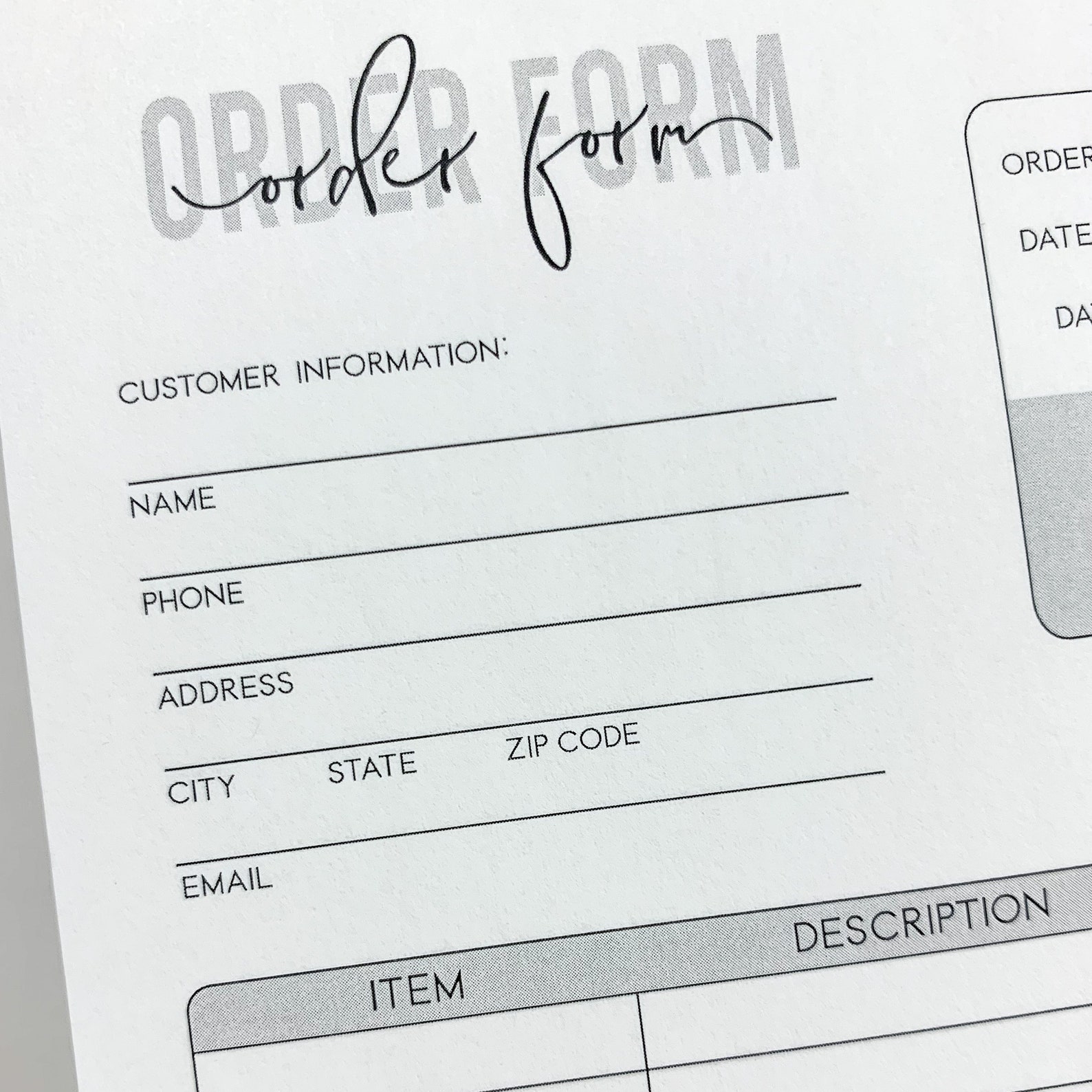 Order Form, Order Form Pad, NCR Form, NCR Order Pad, Order Pad, Receipt ...