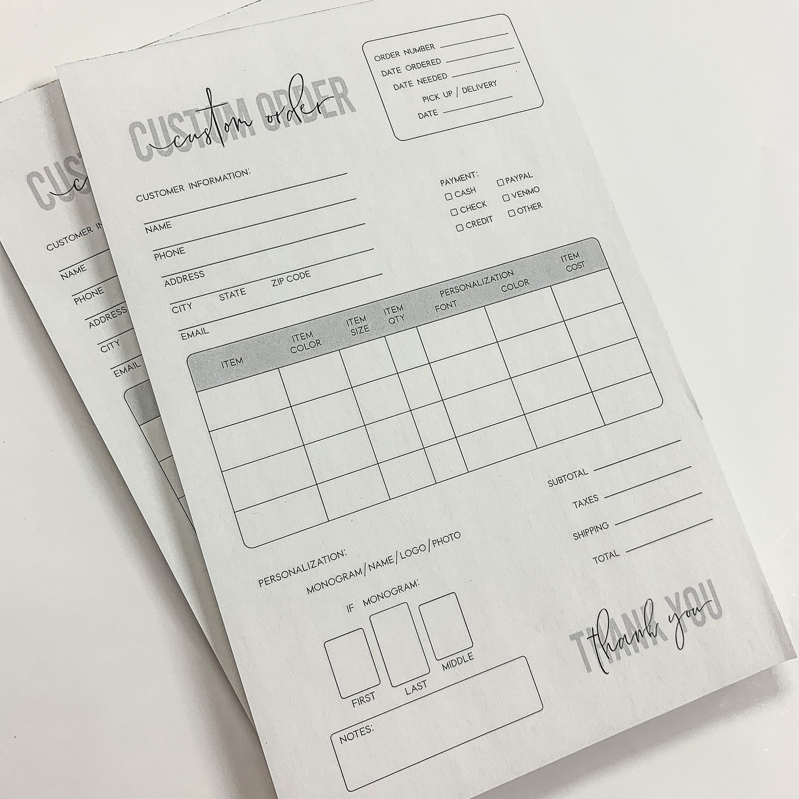 Receipt Book, Monogram Order Form, Order Form Pad, Custom Order Form ...
