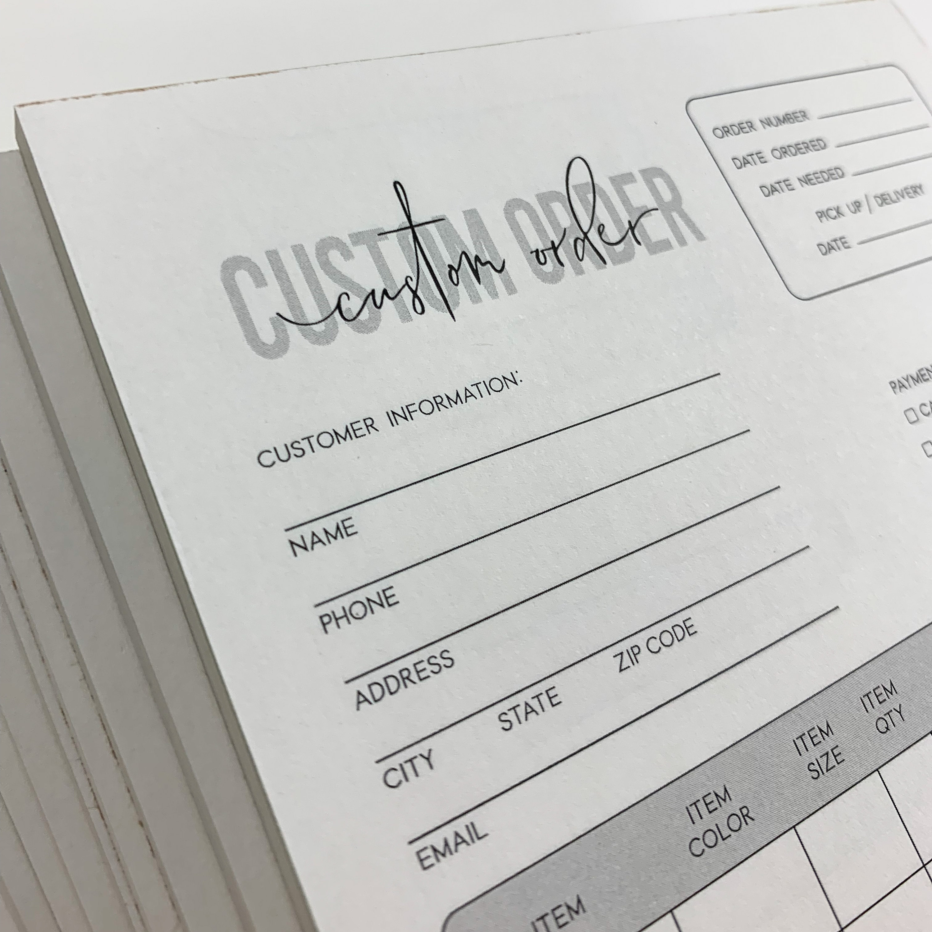 Receipt Book, Monogram Order Form Pad, Order Forms for Monogram Shops ...