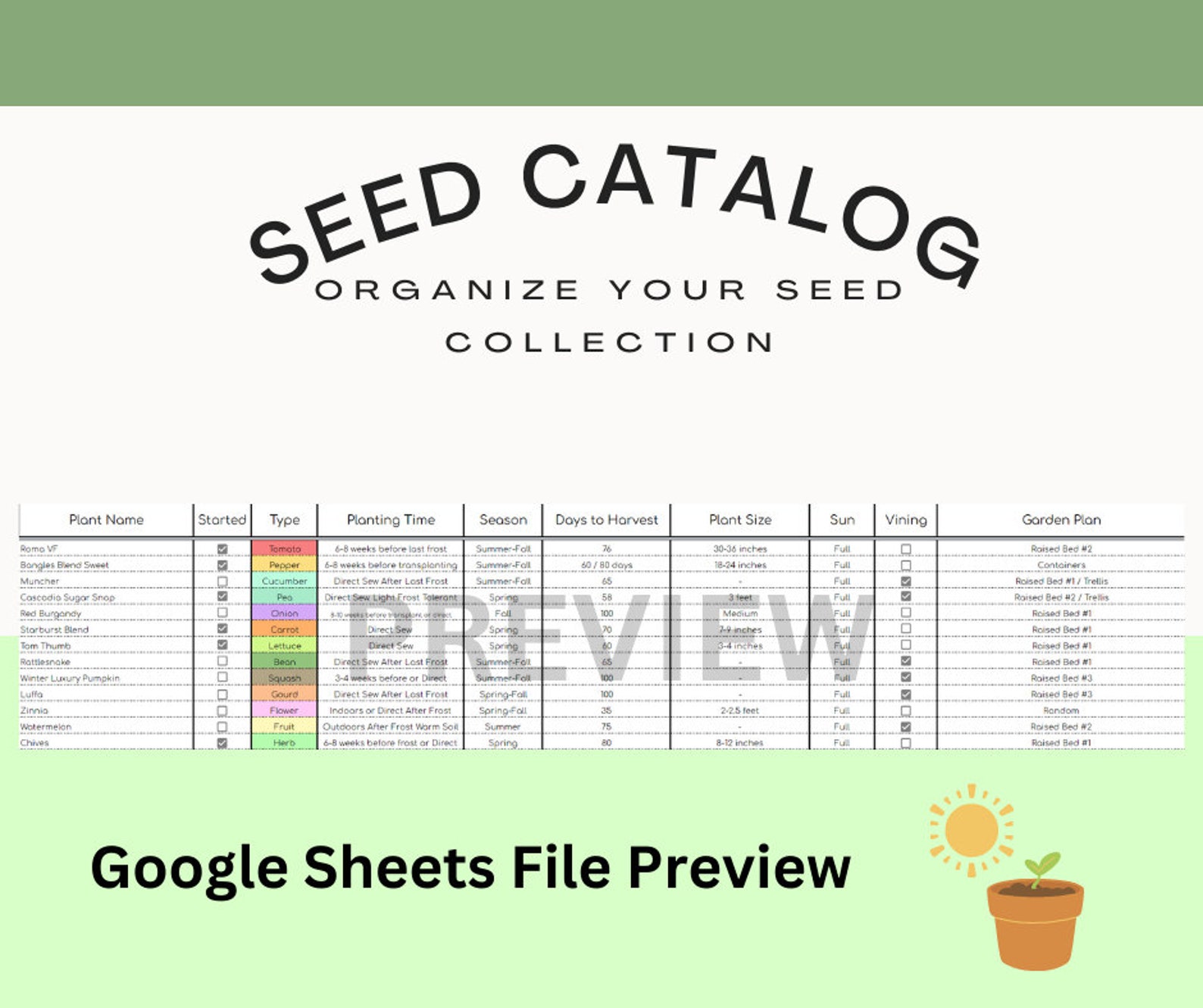 Seed Organizer Spreadsheet Catalog Garden Seeds to Start Your Garden ...