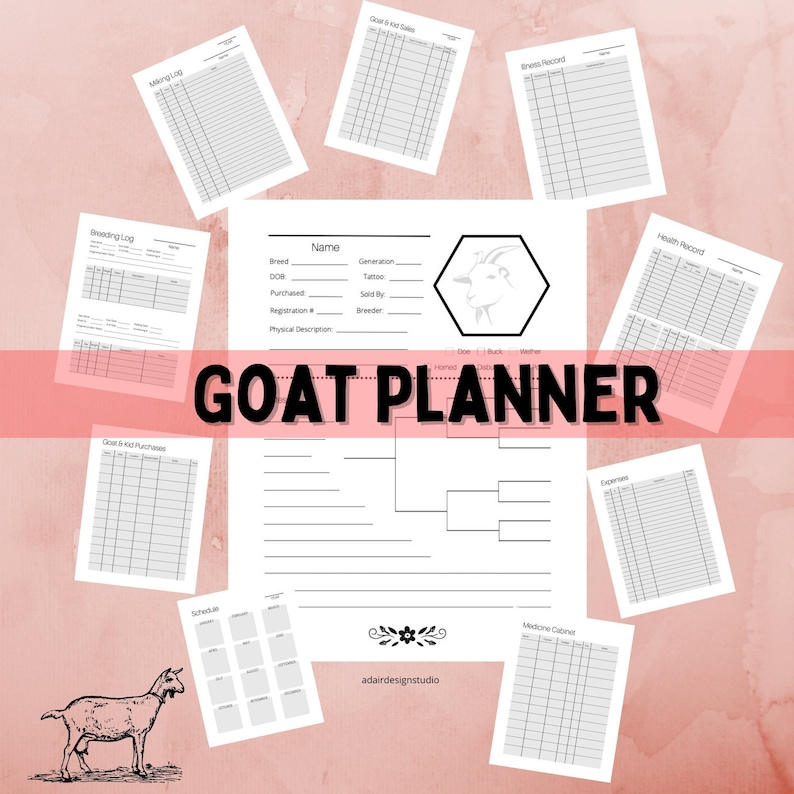 GOAT PLANNER, Printable Goat Records, Herd Log, Dairy Goat Farm, Pdf ...