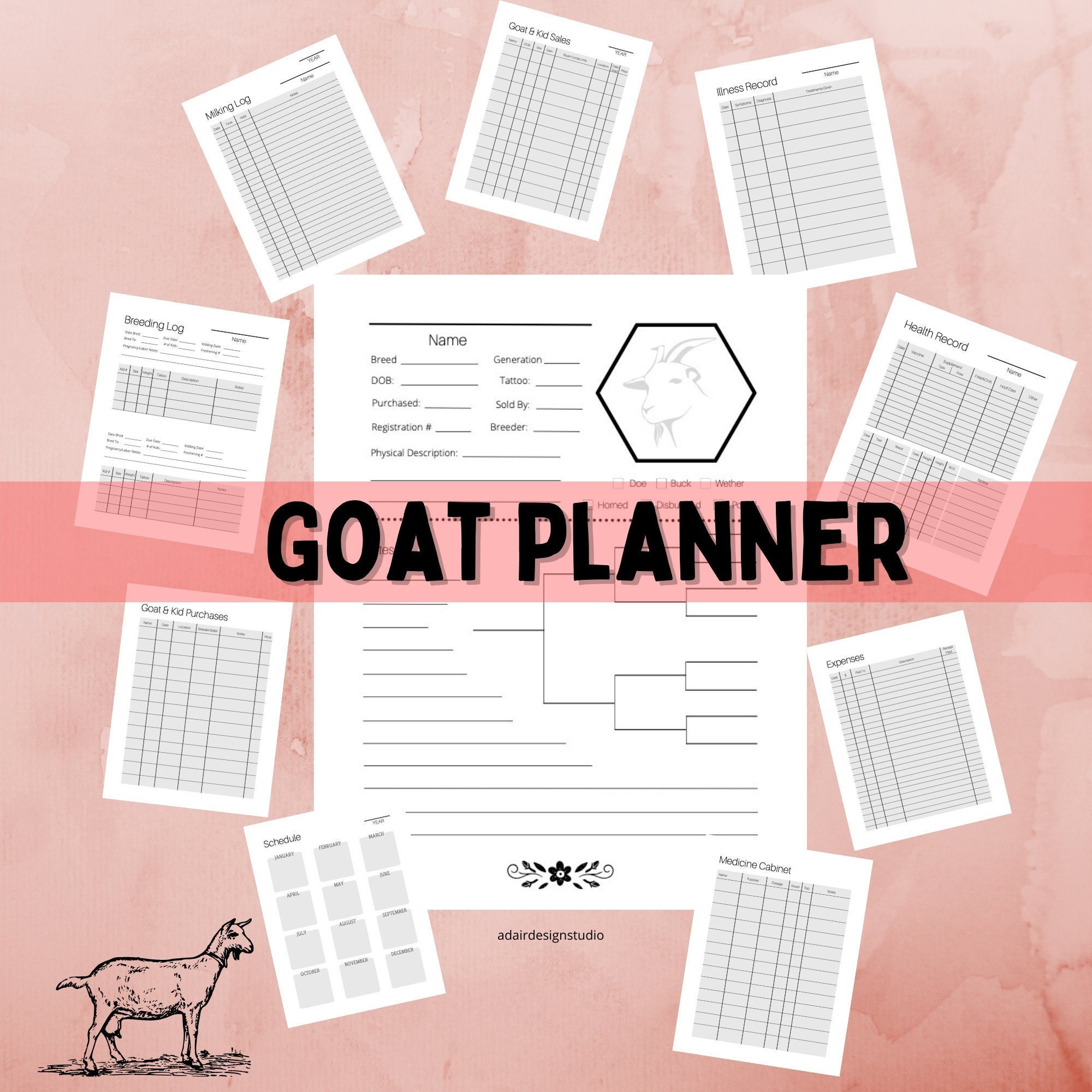 GOAT PLANNER, Printable Goat Records, Herd Log, Dairy Goat Farm, Pdf ...