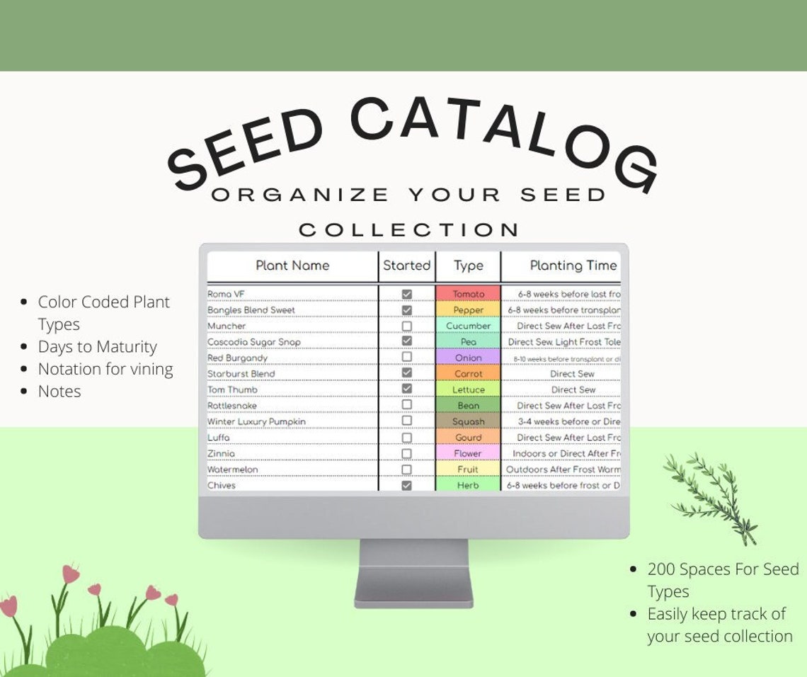 Seed Organizer Spreadsheet Catalog Garden Seeds to Start Your Garden ...