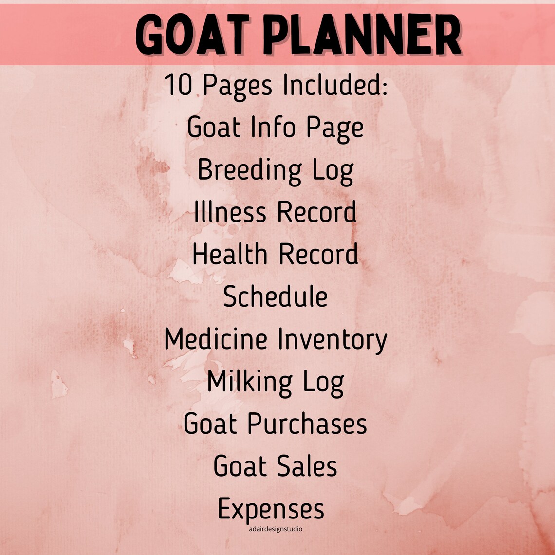 GOAT PLANNER, Printable Goat Records, Herd Log, Dairy Goat Farm, Pdf ...