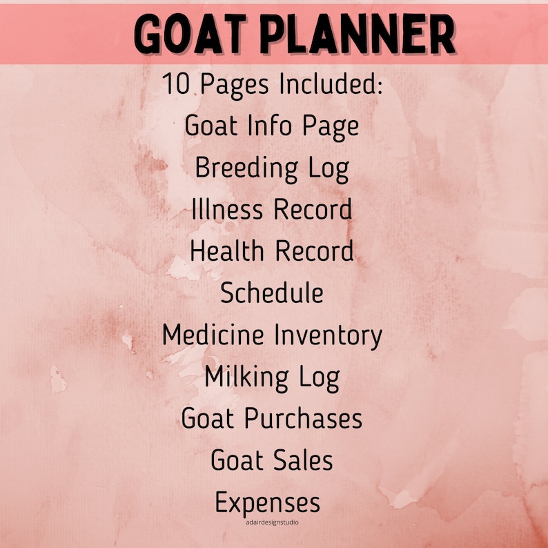 GOAT PLANNER, Printable Goat Records, Herd Log, Dairy Goat Farm, Pdf ...