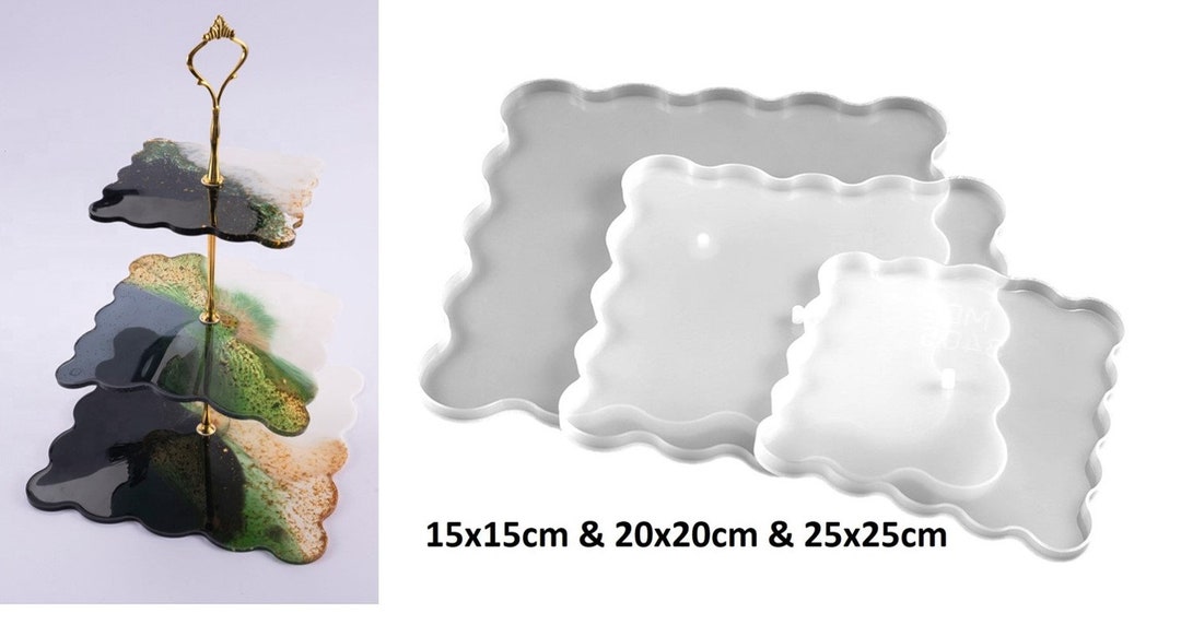 Set of 3 Silicone Mold Square Tiered Large Perfect for Epoxy Resin ...