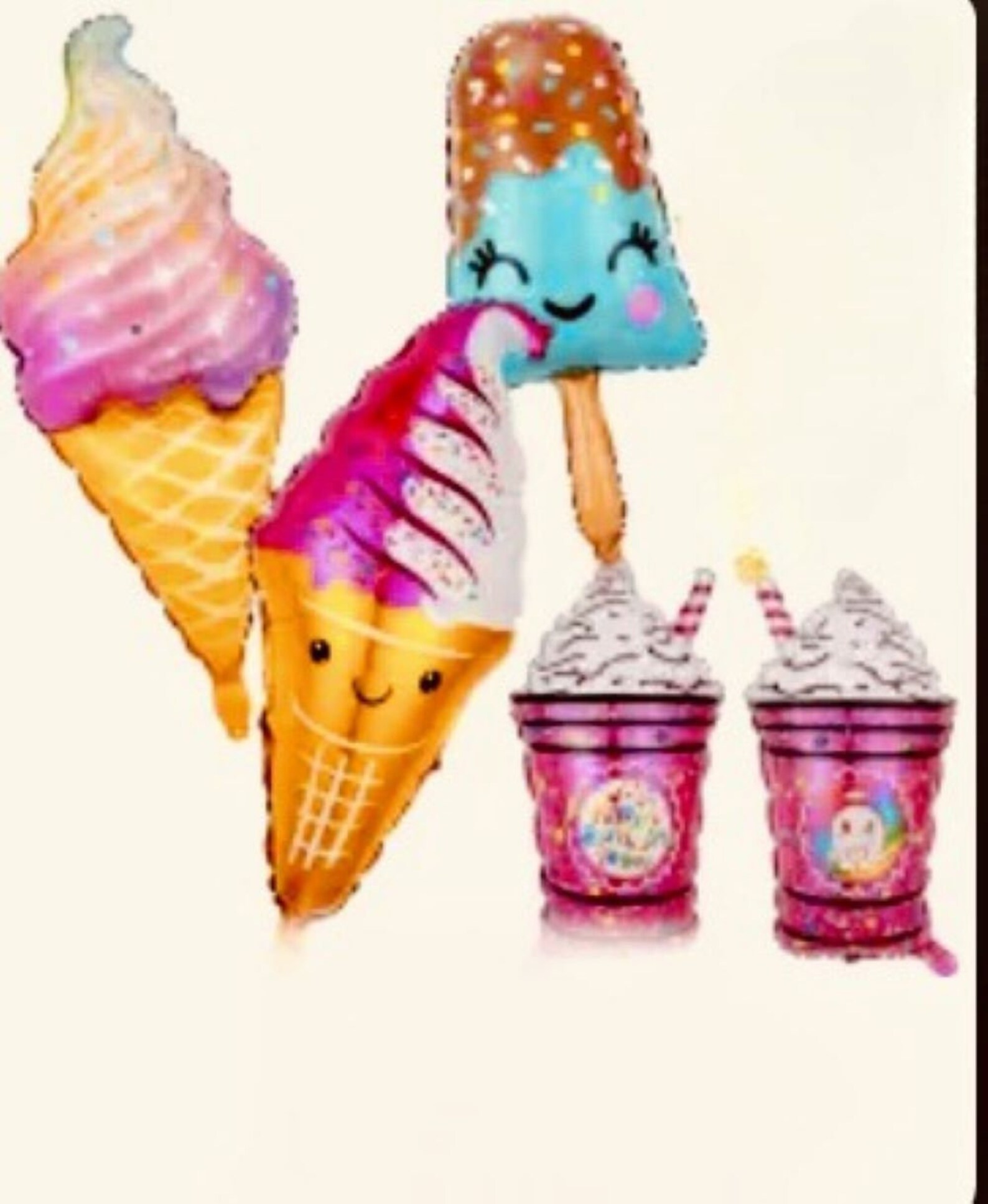 32 Inch Ice Cream Balloon Ice Cream Theme Party Decorations Smiling ...