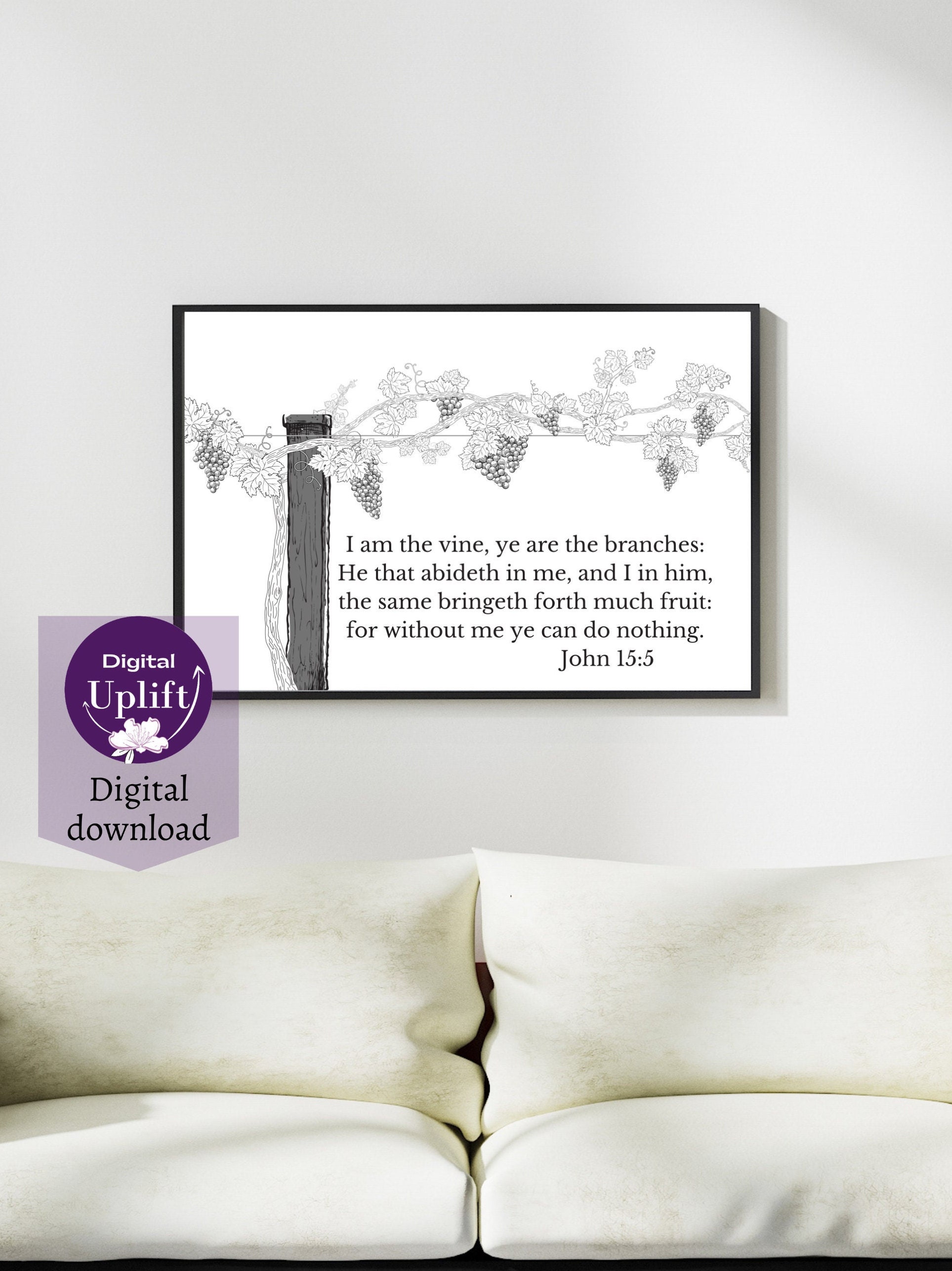 John 15:5 KJV I Am the Vine Ye Are the Branches. Christian Gift, Gift ...