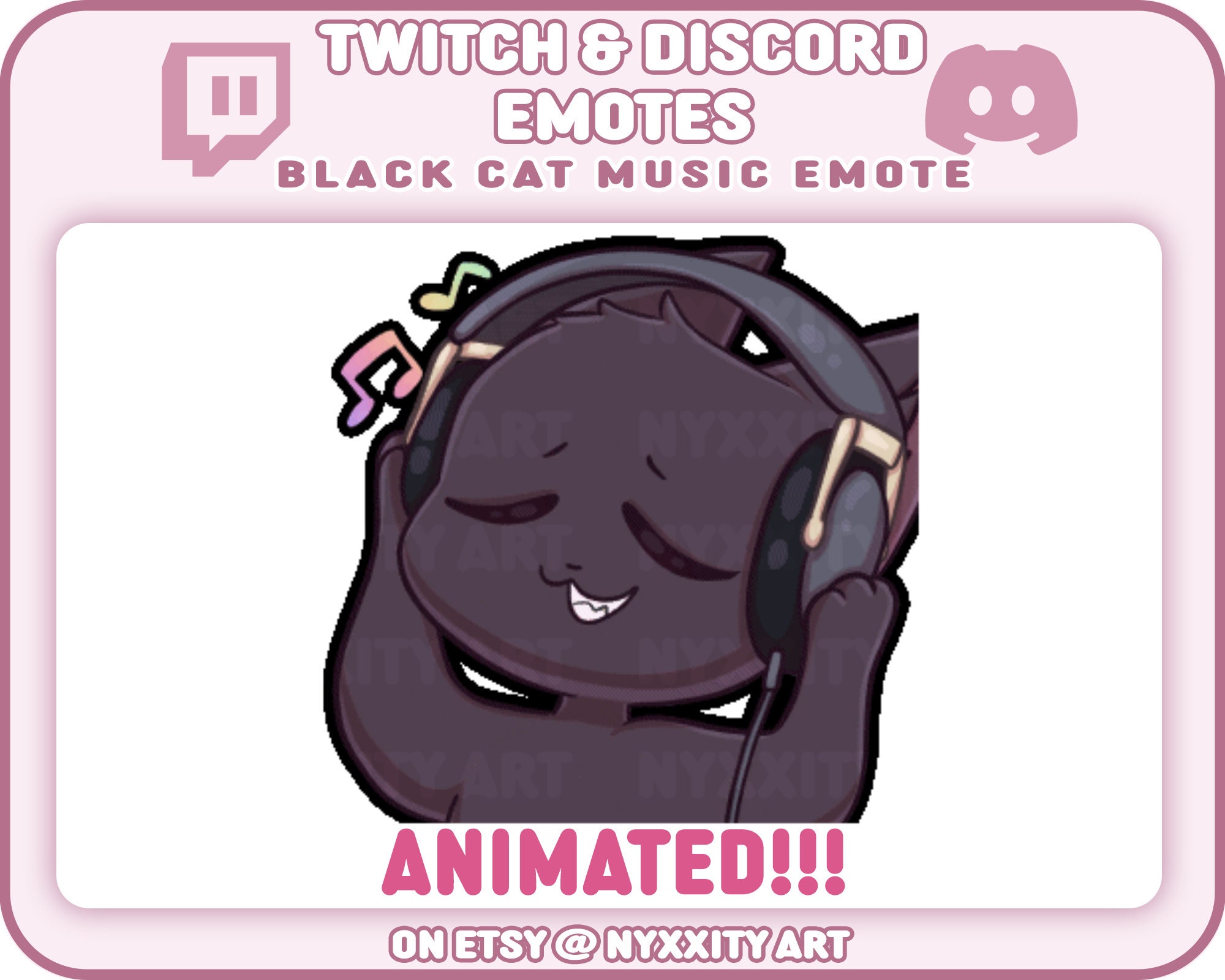 Animated Black Cat Music Twitch Emote Cute Black Cat Emote - Etsy Canada