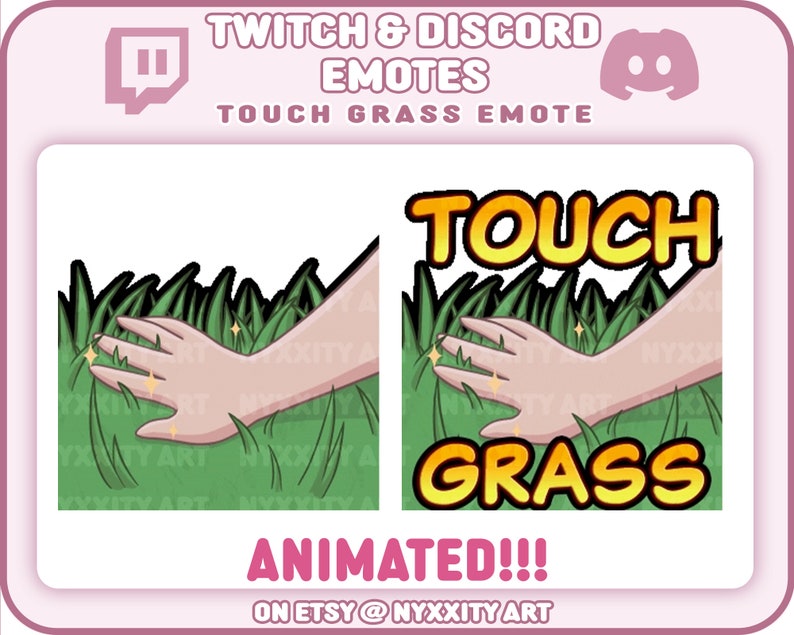 Animated Touch Grass Twitch Emote Funny Go Outside Emote for - Etsy