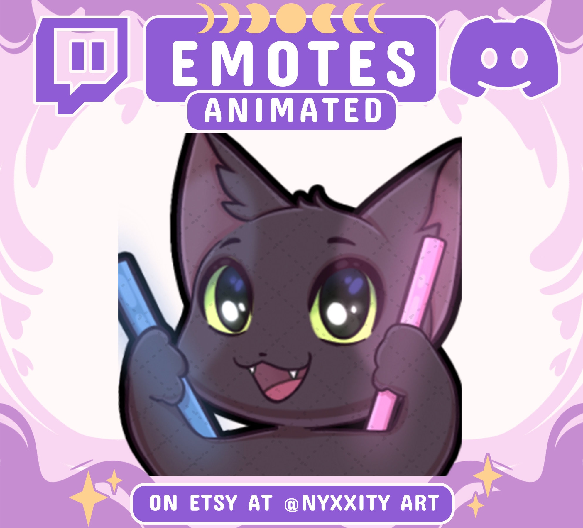 Animated Black Cat Rave Twitch Emote | Funny Black Cat Emote for ...