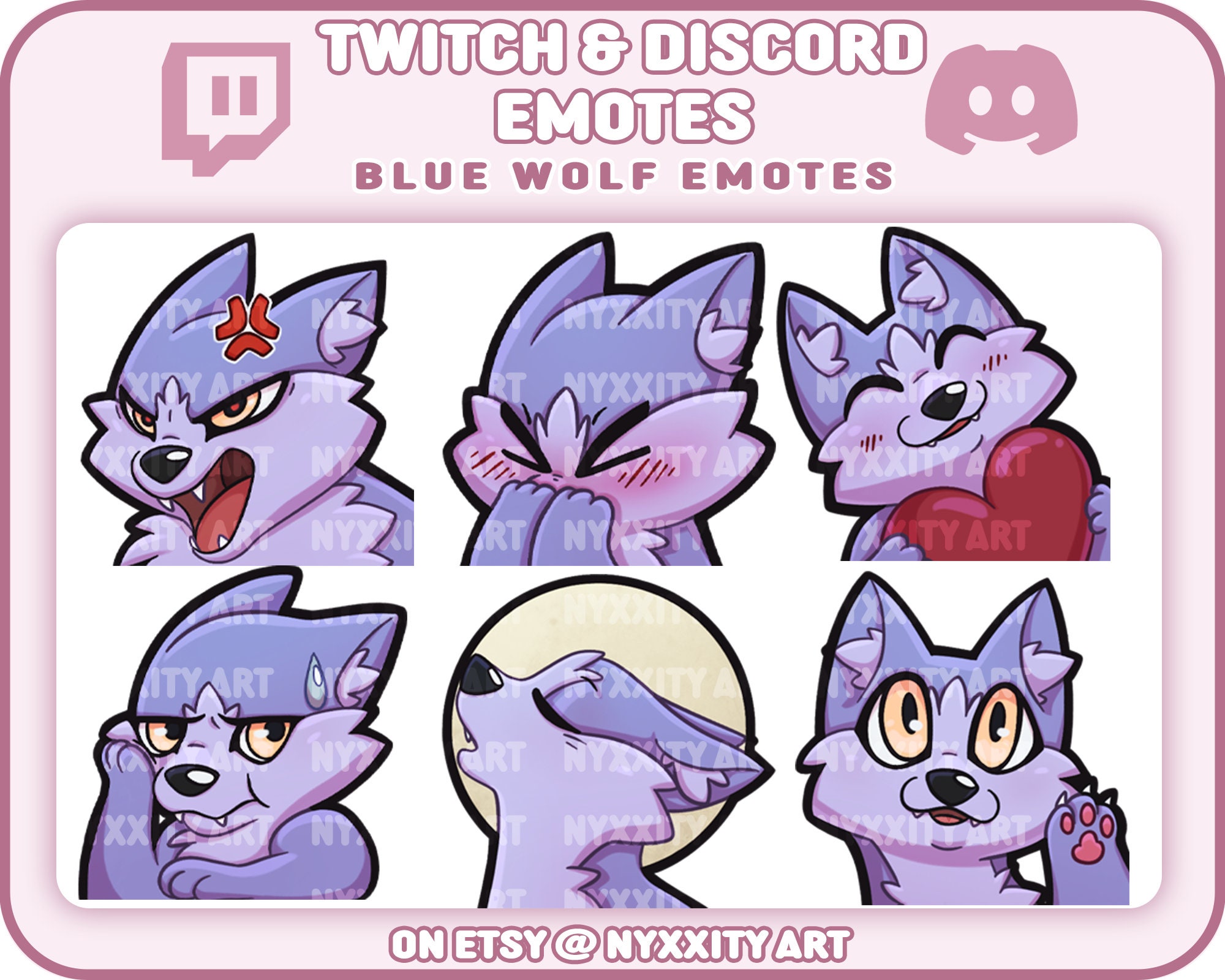 Blue Wolf Twitch and Discord Emotes 6 Cool Emojis for - Etsy Canada