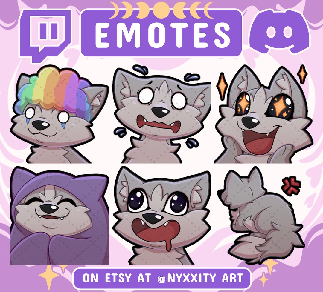 Gray Wolf Twitch and Discord Emotes Set #4 | 6 Cool Emojis for ...