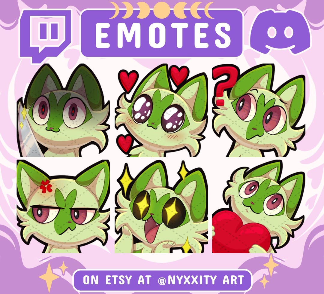 Sprigatito Emotes | Kawaii Pokemon Emoji for Twitch, Discord (digital ...